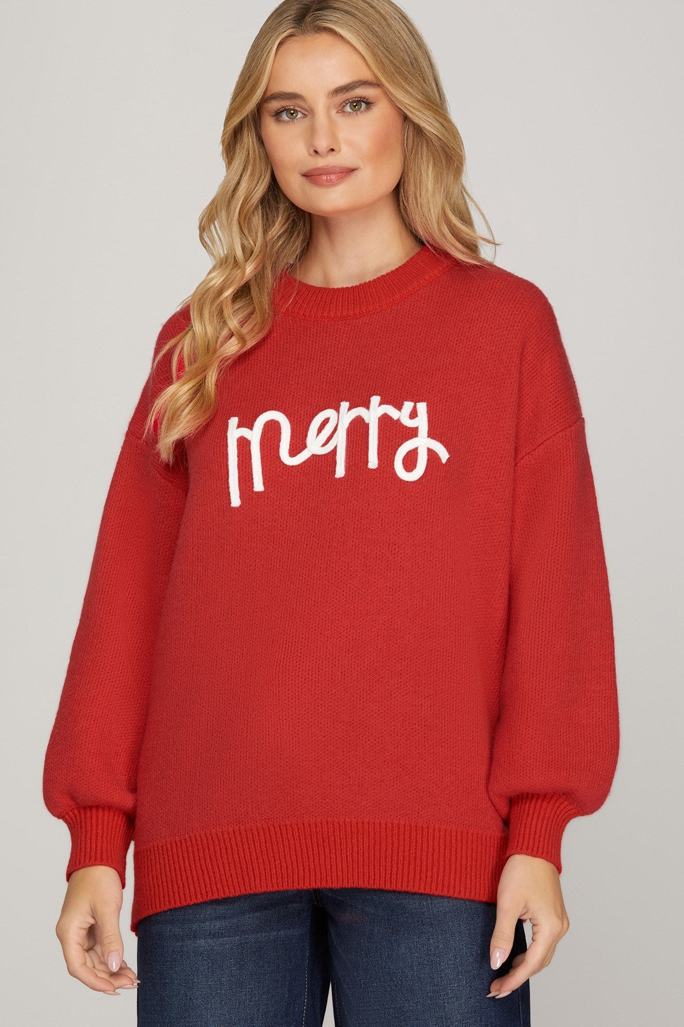 Red Merry Sweater – JUST A LITTLE WESTERN